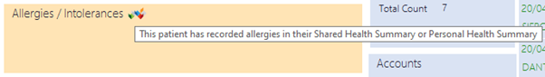 Allergies records in MyHR