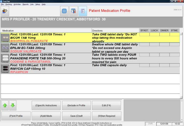Edit Medication on the Profile Report
